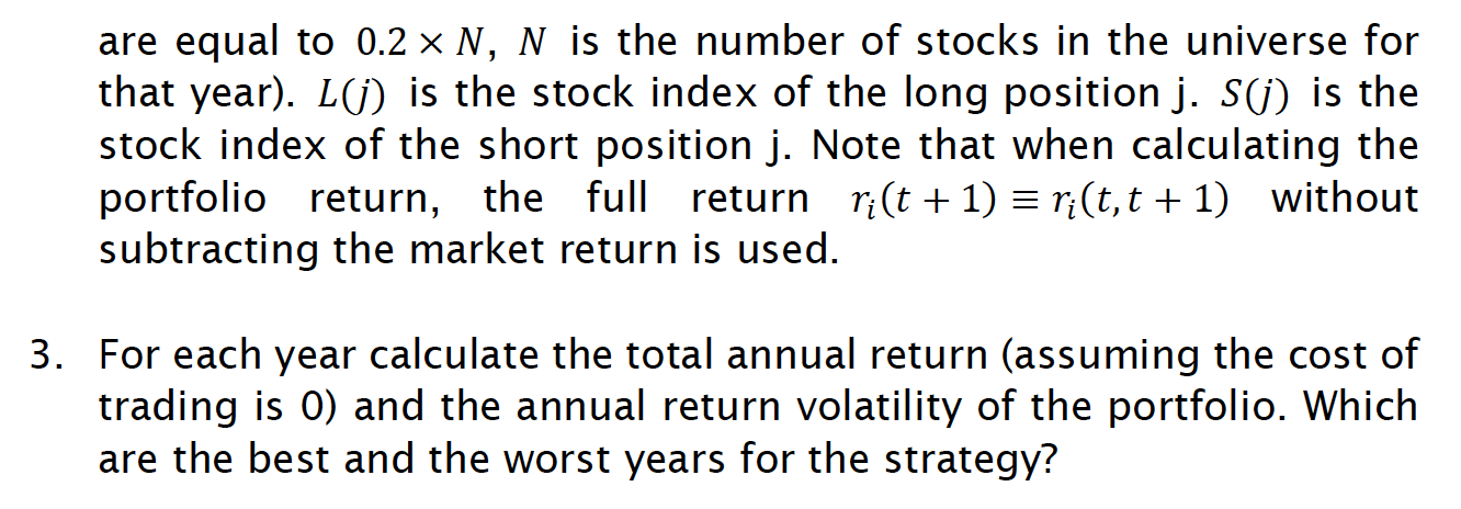 Solved Part A You will construct two alpha factors: V and M | Chegg.com