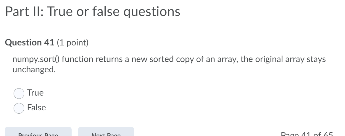 Solved Part II: True or false questions Question 41 (1 | Chegg.com