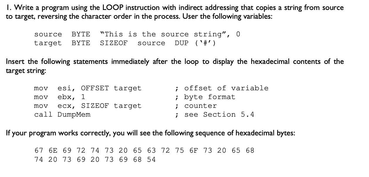 Solved 1. Write a program using the LOOP instruction with | Chegg.com