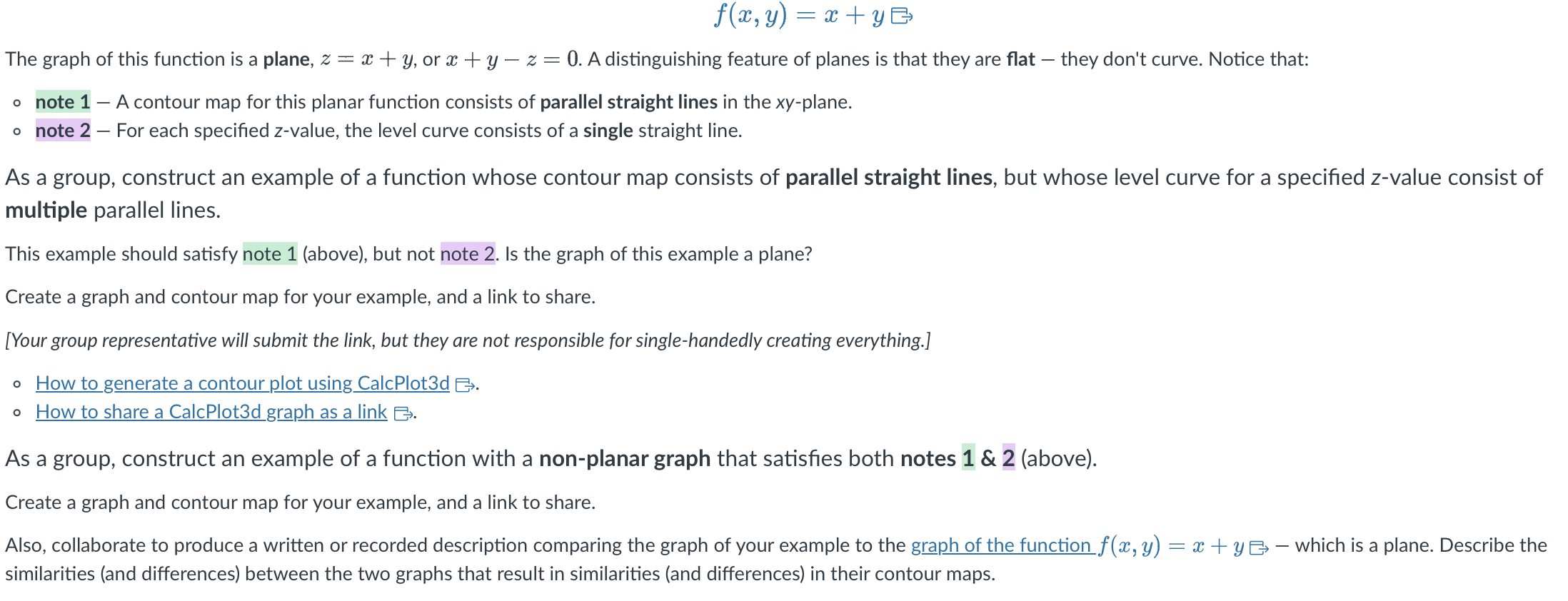 Solved f(x,y)=x+y⊟The graph of this function is a plane, | Chegg.com