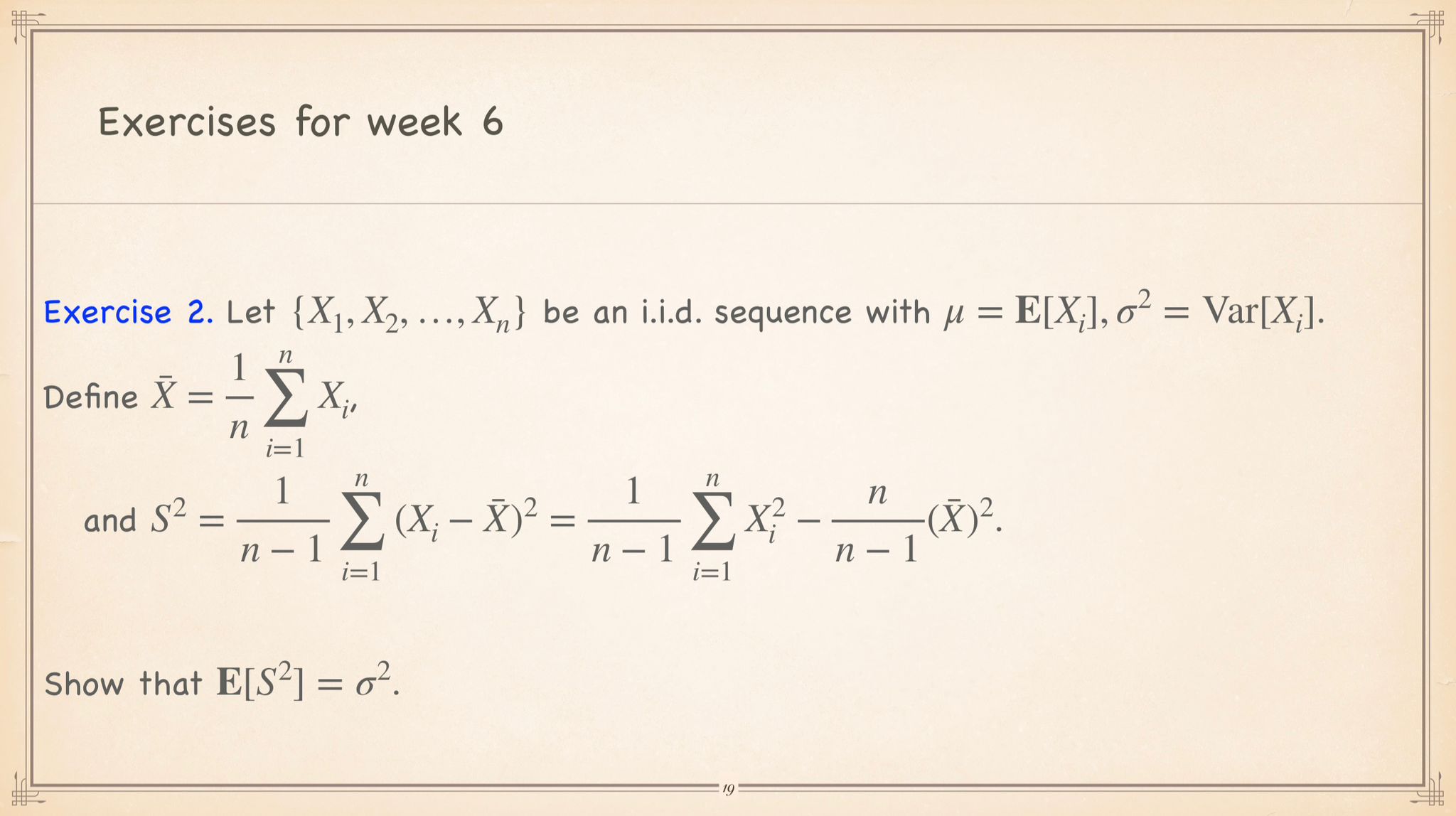 Solved Exercises for week 6 Exercise 2. Let {X1,X2,…,Xn} be | Chegg.com Solved Exercises for week 6 Exercise 2. Let {X1,X2,…,Xn} be | Chegg.com