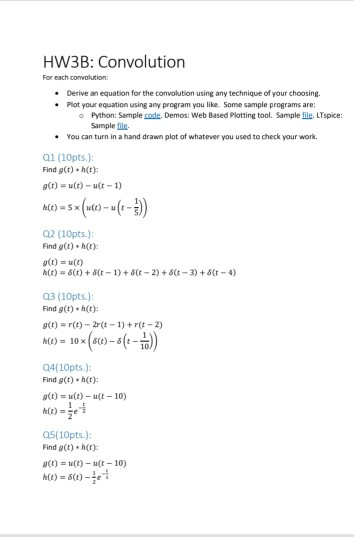 Solved Hw3b Convolution For Each Cowolution Derive An Chegg
