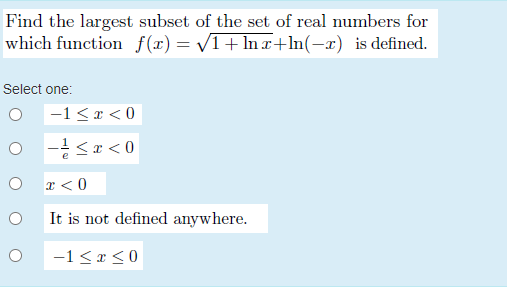 Solved Find the largest subset of the set of real numbers | Chegg.com