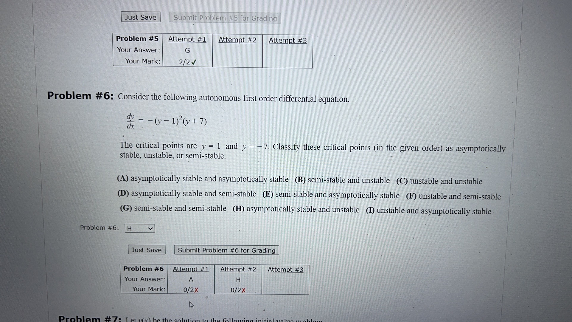 Solved Problem \#6: Consider the following autonomous first | Chegg.com