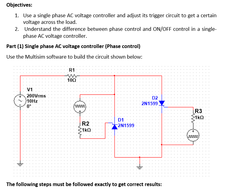 Solved Objectives: 1. Use a single phase AC voltage | Chegg.com