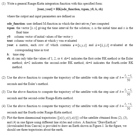 Solved (1) Write a general Runge-Kutta integration function | Chegg.com