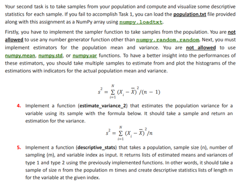 Solved Your second task is to take samples from your | Chegg.com