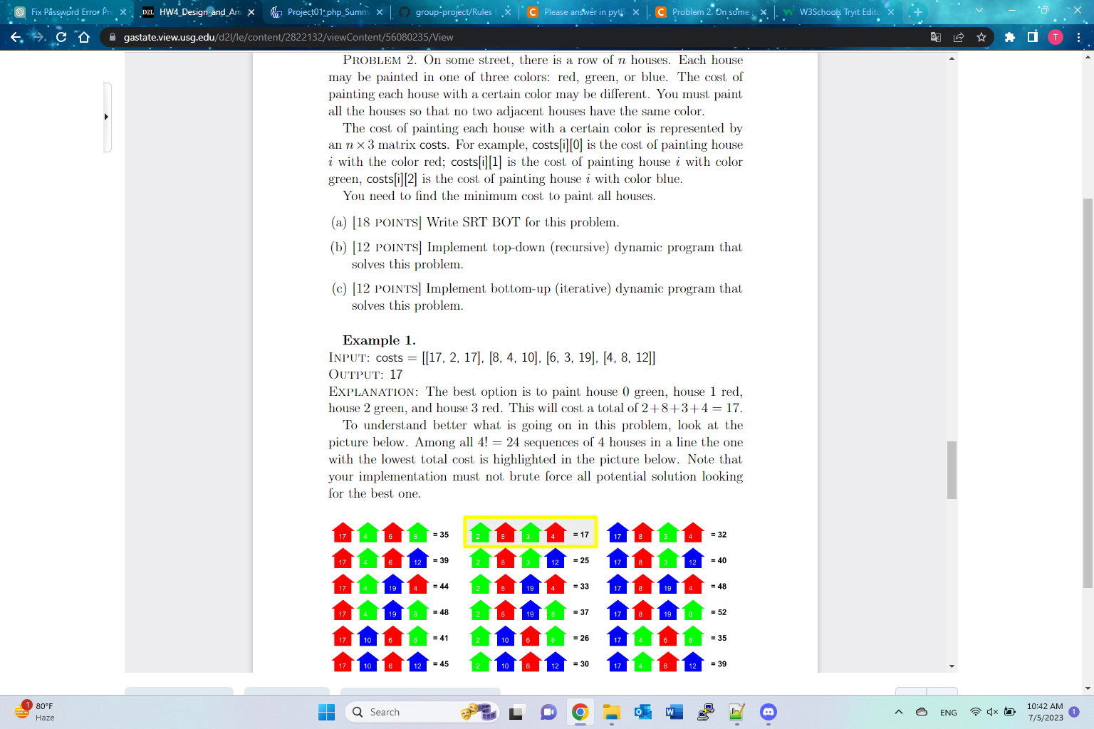 Solved Problem 2. On some street, there is a row of n | Chegg.com
