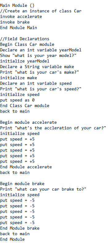 Solved Main Module ( //Create an instance of class Car | Chegg.com