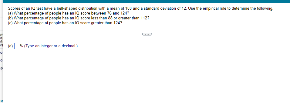 Solved av of ofj off egi egi ge e Scores of an IQ test have | Chegg.com