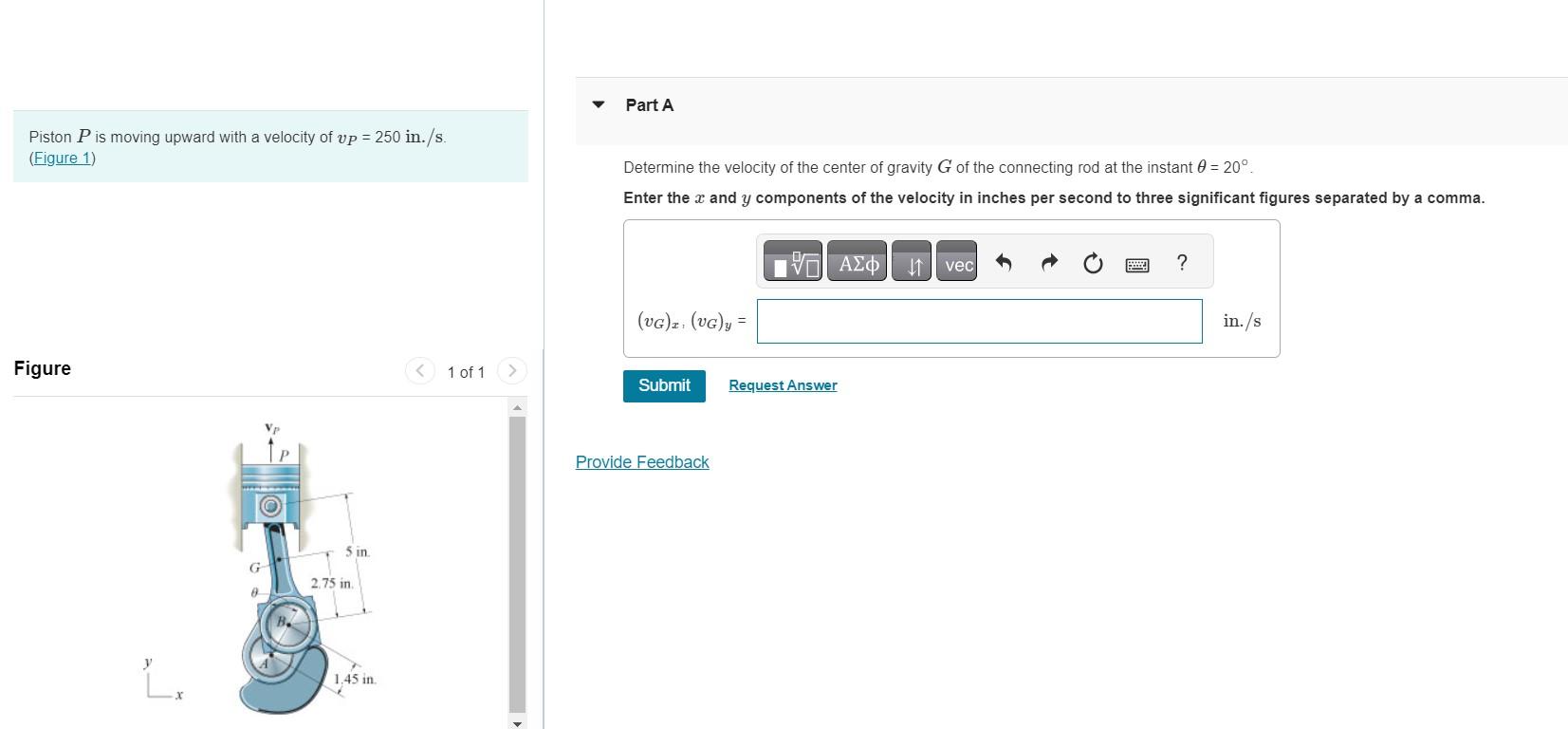 Solved Piston P is moving upward with a velocity of | Chegg.com