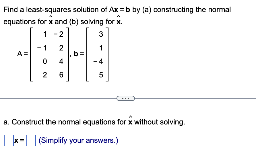 Solved Find a least-squares solution of Ax=b by (a) | Chegg.com