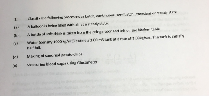 Solved Classify the following processes as batch, | Chegg.com
