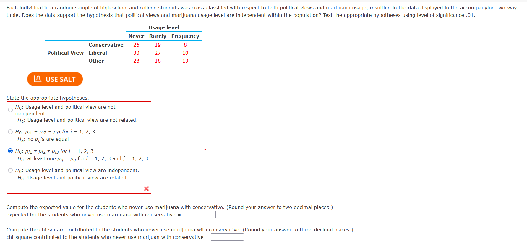 Solved State the appropriate hypotheses. H0 : Usage level | Chegg.com