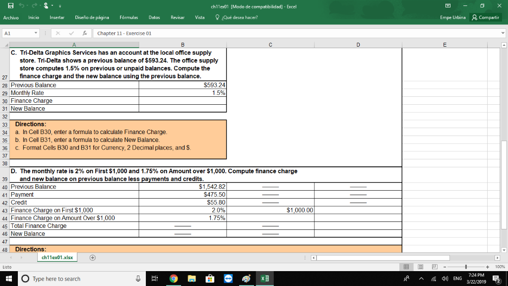 Solved 1. Using the previous balance method, compute the | Chegg.com