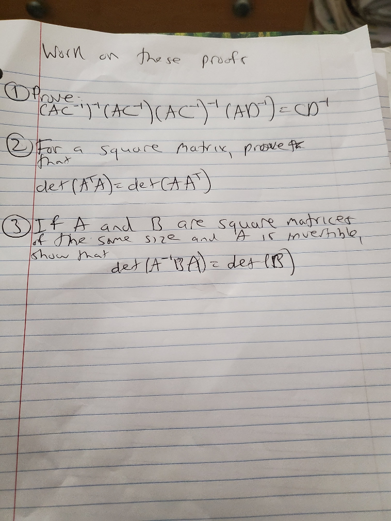 Solved Linear algebra. Work on these proofs. If possible, | Chegg.com