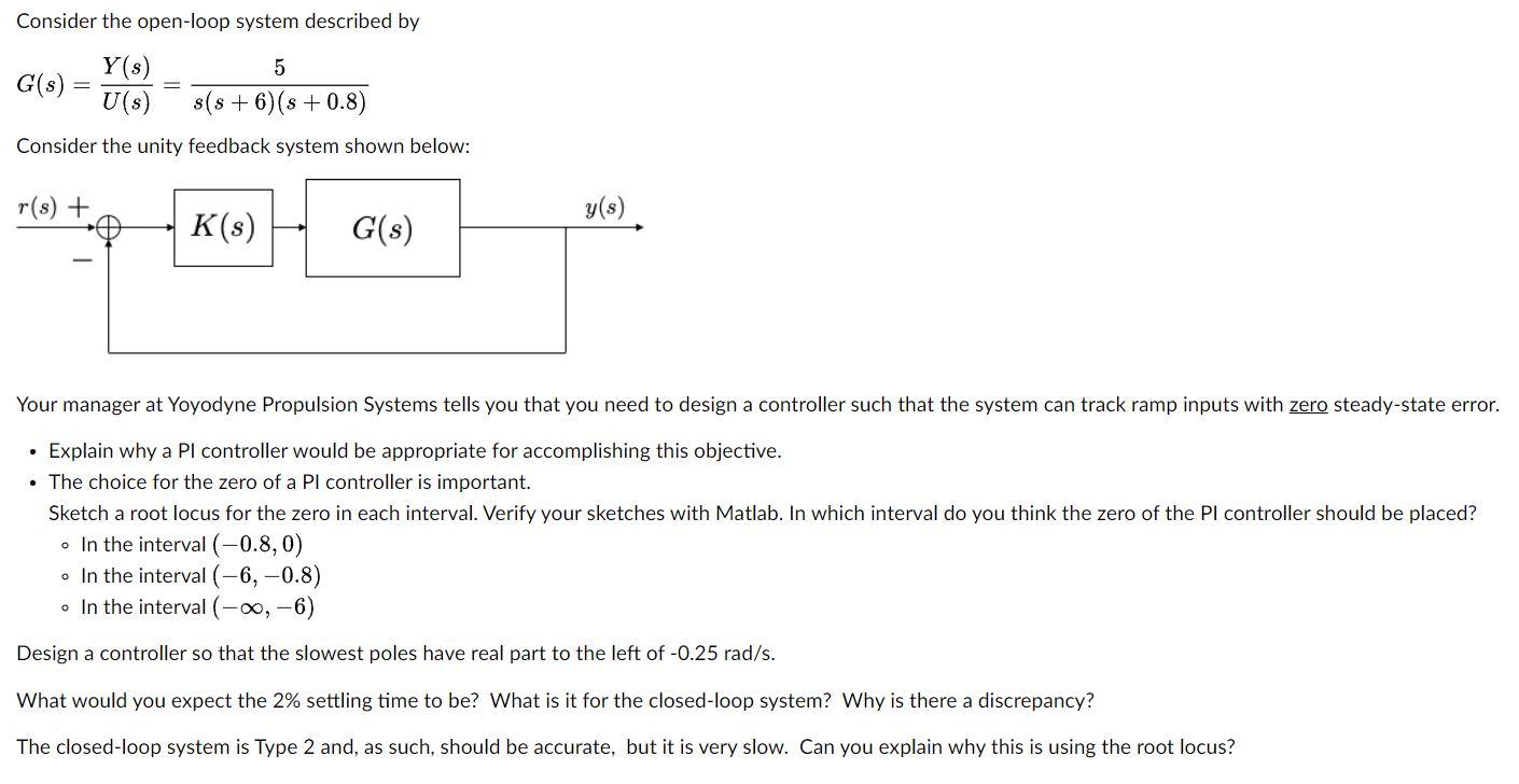 Consider the open-loop system described by | Chegg.com