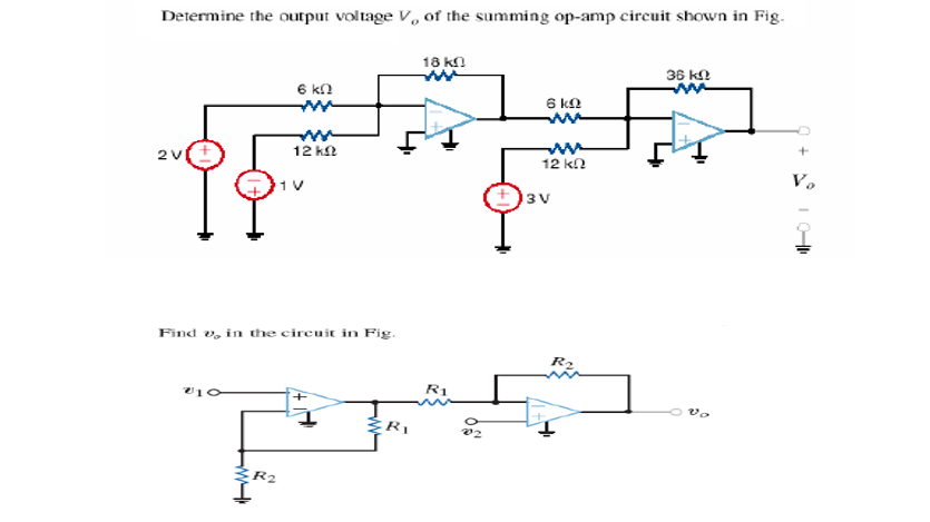 Solved Determine the output voltage V, of the summing op-amp | Chegg.com
