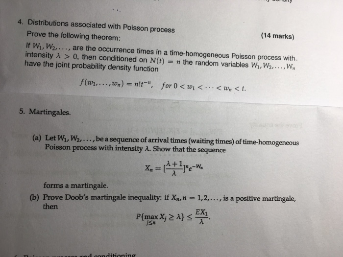 Solved 4. Distributions associated with Poisson process (14 | Chegg.com