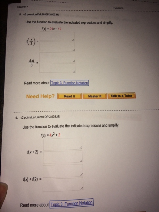 Solved Use the function to evaluate the indicated | Chegg.com