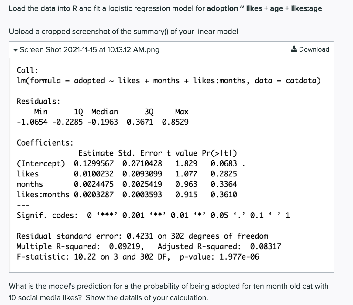 Solved Load the data into R and fit a logistic regression | Chegg.com