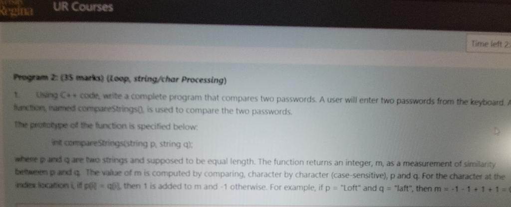 Solved UR Courses Time left 2 Program (35 marks) (loop, | Chegg.com