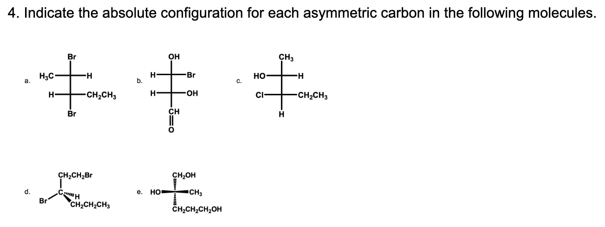Solved 4. Indicate the absolute configuration for each | Chegg.com