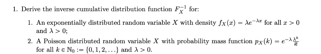 Solved 1. Derive the inverse cumulative distribution | Chegg.com