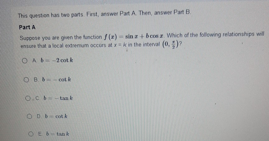 Solved This question has two parts. First, answer Part A. | Chegg.com