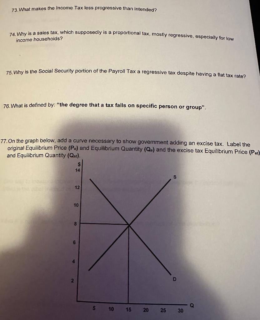 Solved 73. What makes the Income Tax less progressive than | Chegg.com