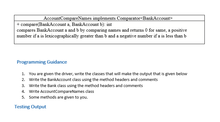 Solved 1. Create a class called BankAccount with the | Chegg.com