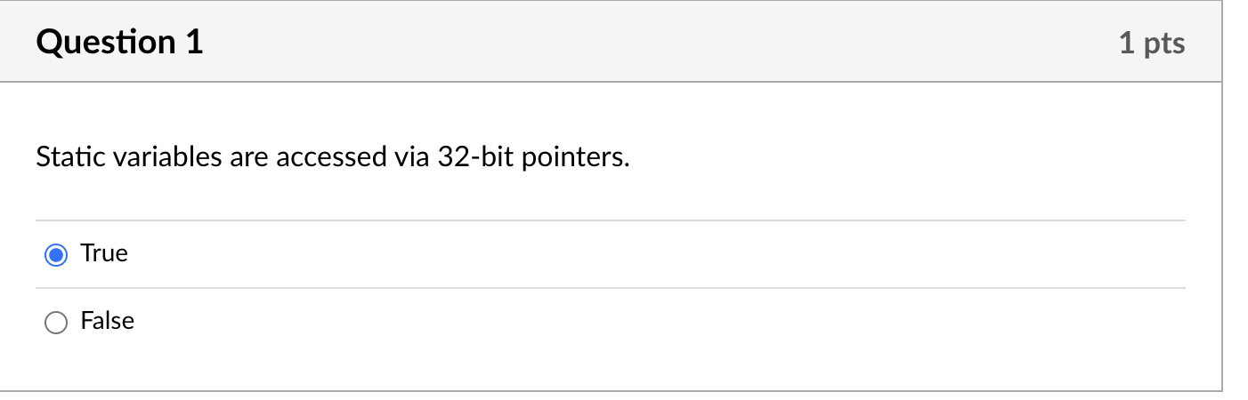 Solved Static variables are accessed via 32-bit | Chegg.com