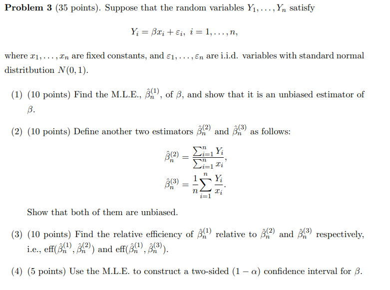 Problem 3 (35 points). Suppose that the random | Chegg.com