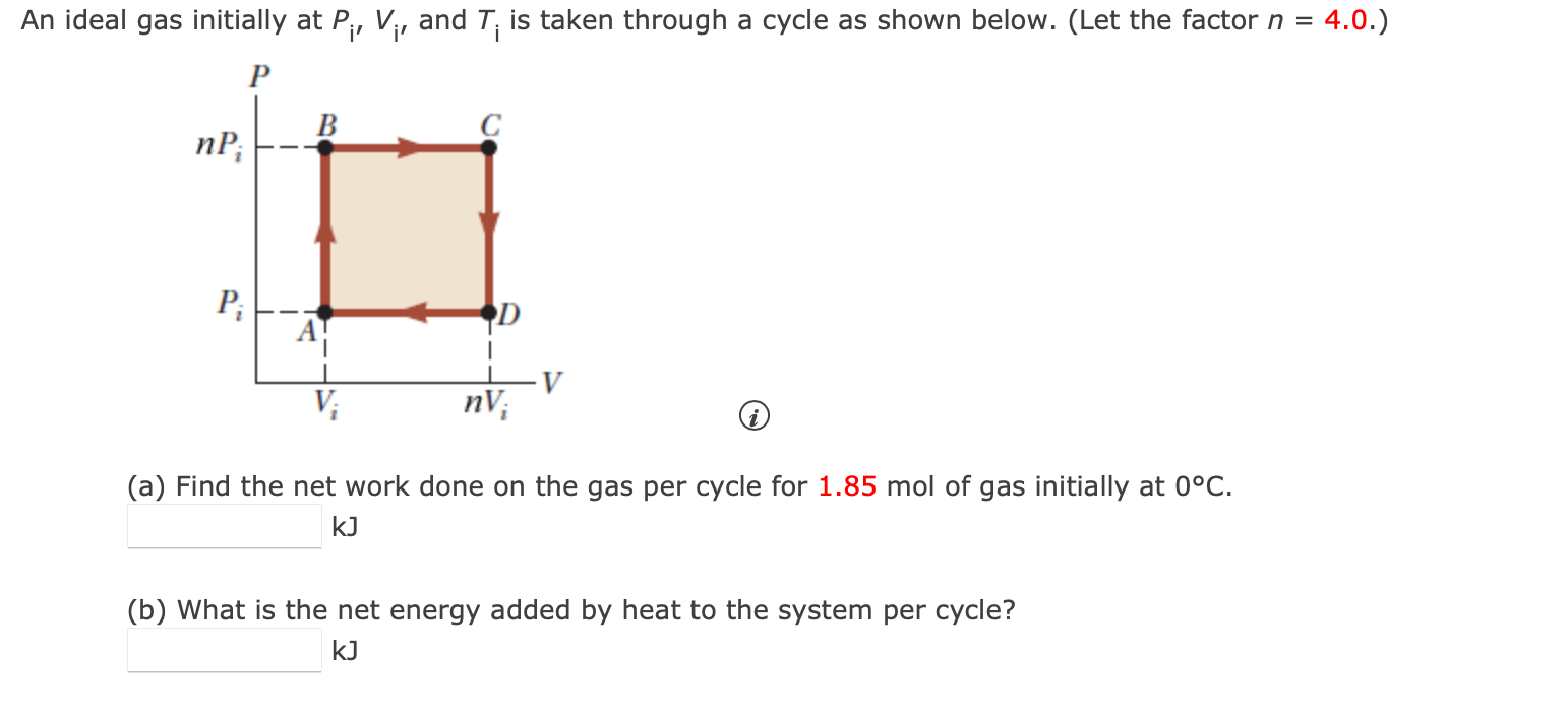 Solved An ideal gas initially at Pi,Vi, ﻿and Ti ﻿is taken | Chegg.com