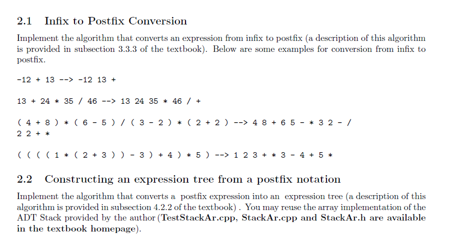 Solved Given an arithmetic expression in infix or postfix | Chegg.com