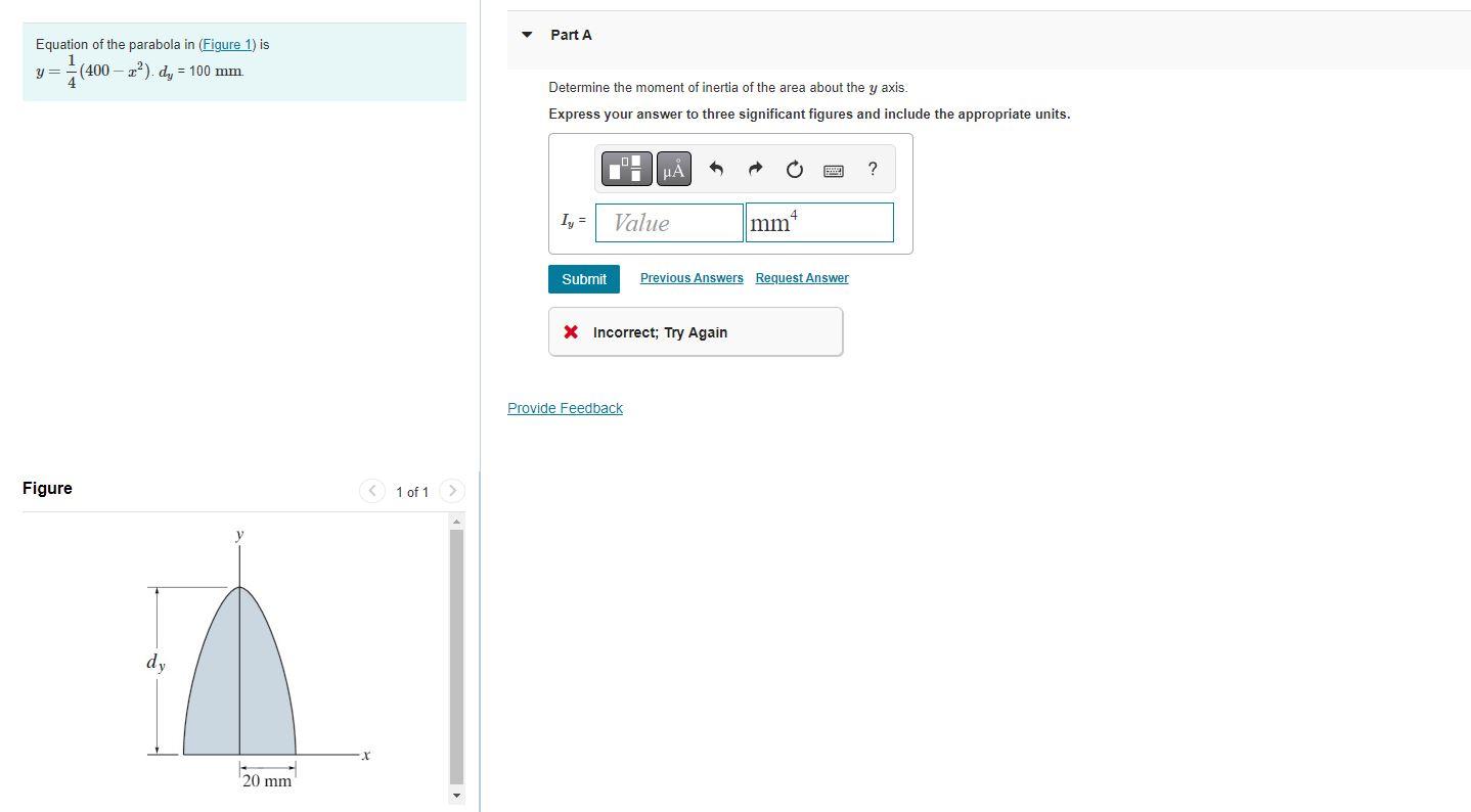 Solved Equation of the parabola in (Figure 1) is | Chegg.com