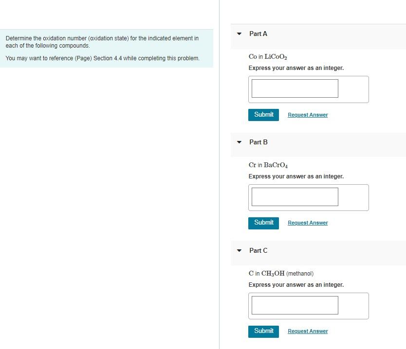 Solved Determine The Oxidation Number Oxidation State For