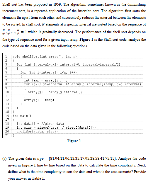 Solved Shell sort has been proposed in 1959. The algorithm, | Chegg.com