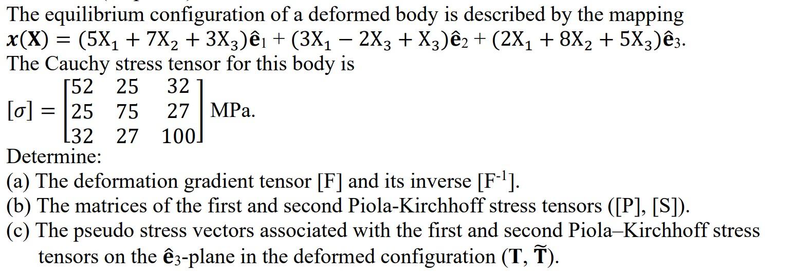 [Solved]: The equilibrium configuration of a deformed body