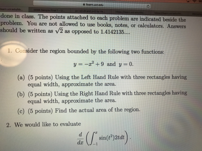 Solved 98 learn.ucr.edu earn.ucr.e done in class. The points | Chegg.com