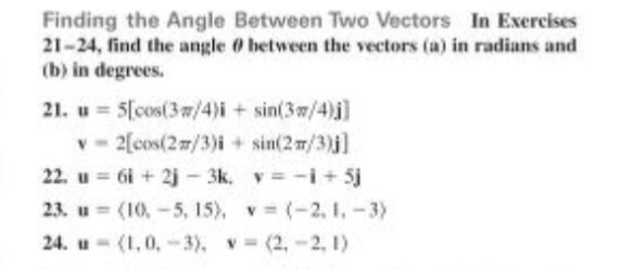 Solved Find the angle theta between the vector (a) in | Chegg.com