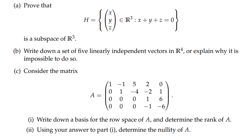 Solved (a) ﻿Prove thatH={([x],[y],[z])inR3:x+y+z=0}is a | Chegg.com