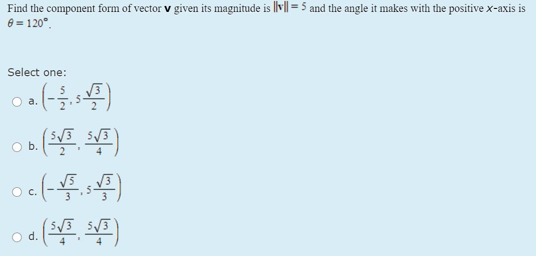 Solved Find the component form of vector v given its | Chegg.com