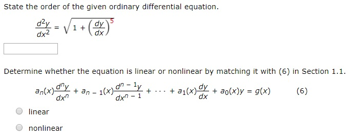 Solved State the order of the given ordinary differential | Chegg.com
