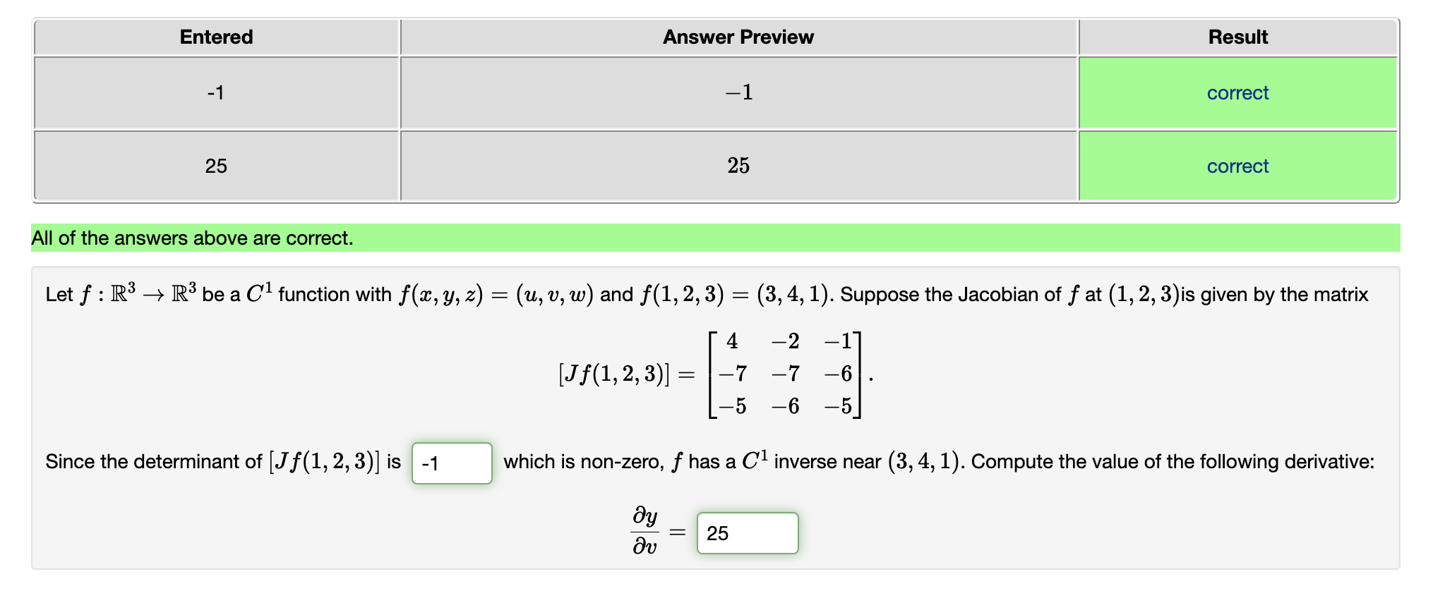 Solved Entered Answer Preview Result -1 -1 correct 25 25 | Chegg.com