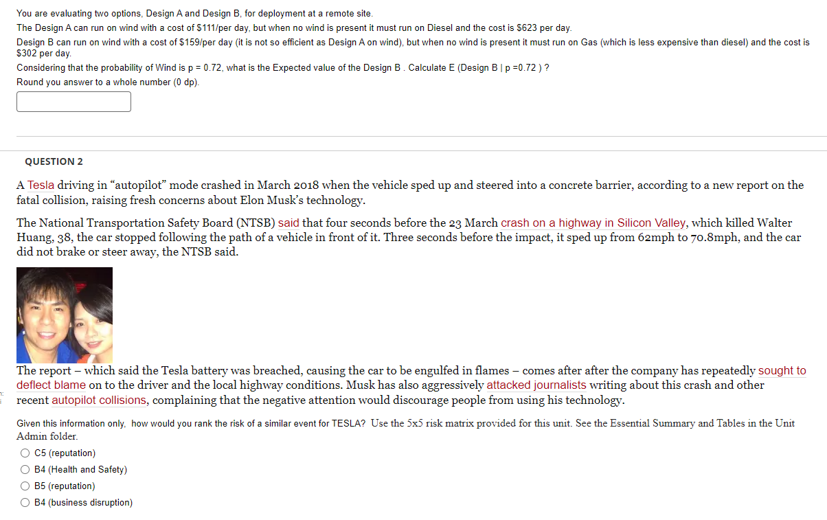 Solved You are evaluating two options, Design A and Design | Chegg.com