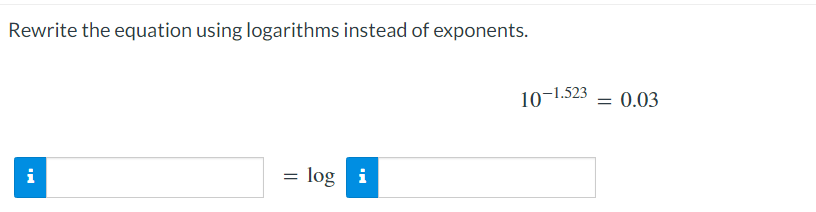 Solved Rewrite the equation using logarithms instead of | Chegg.com