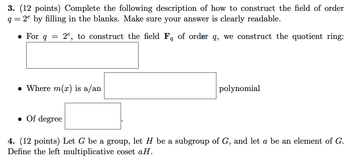 Solved 3 12 Points Complete The Following Description Of 