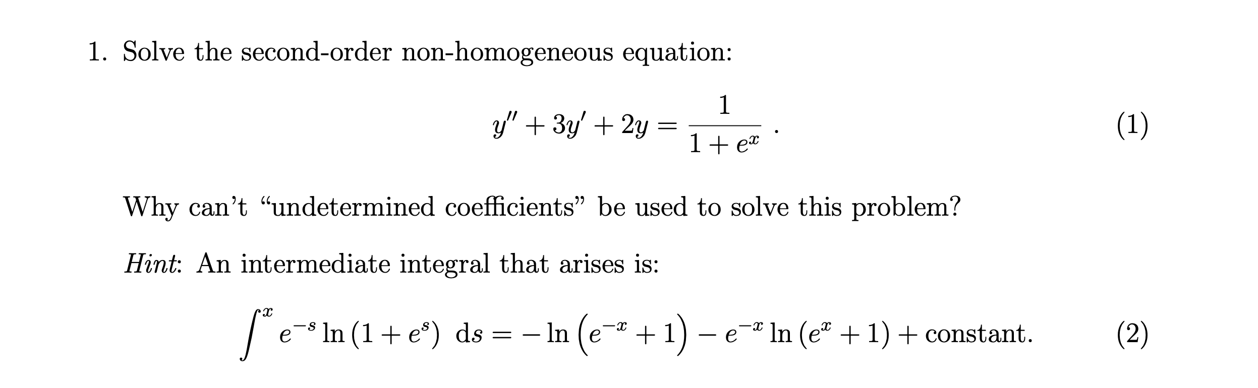 Solved 1. Solve the second-order non-homogeneous equation: 1 | Chegg.com