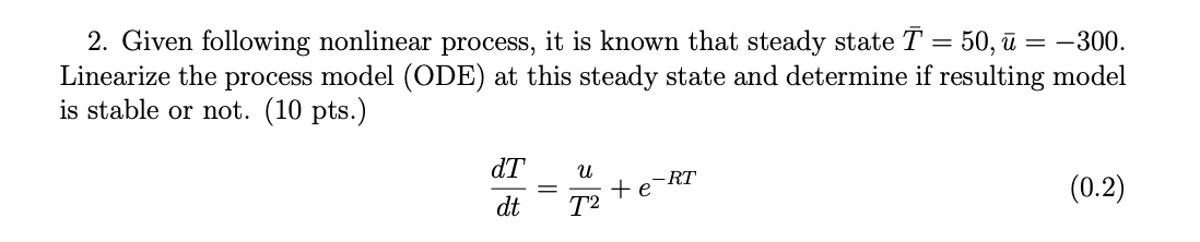 Solved 2. Given following nonlinear process, it is known | Chegg.com